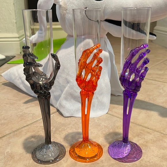 Holiday | Spooky 3 Skeleton Hand Goblet Plastic Acrylic Flutes ...